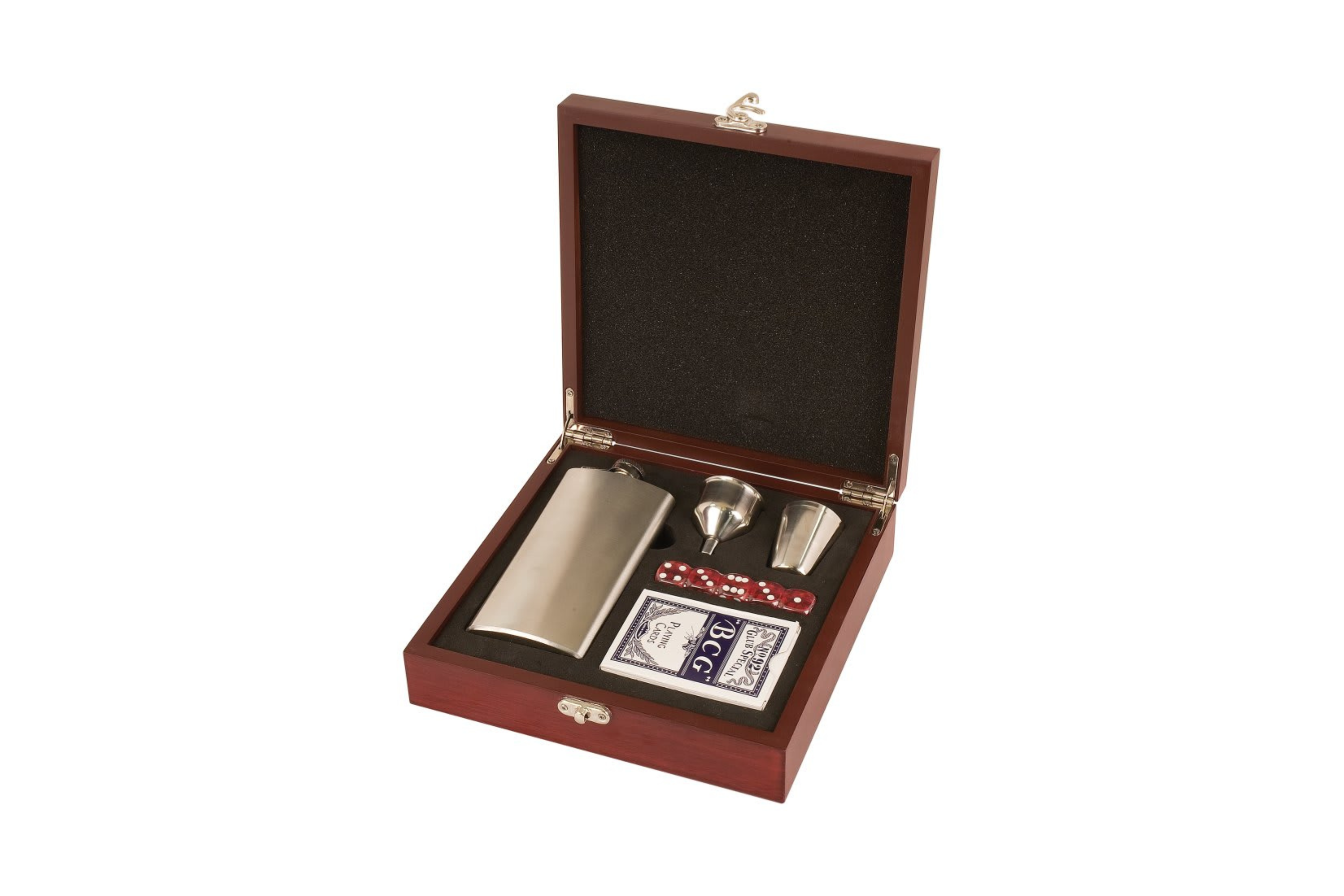 Flask and Games Gift Set in Rosewood Box | Willhite Crafts